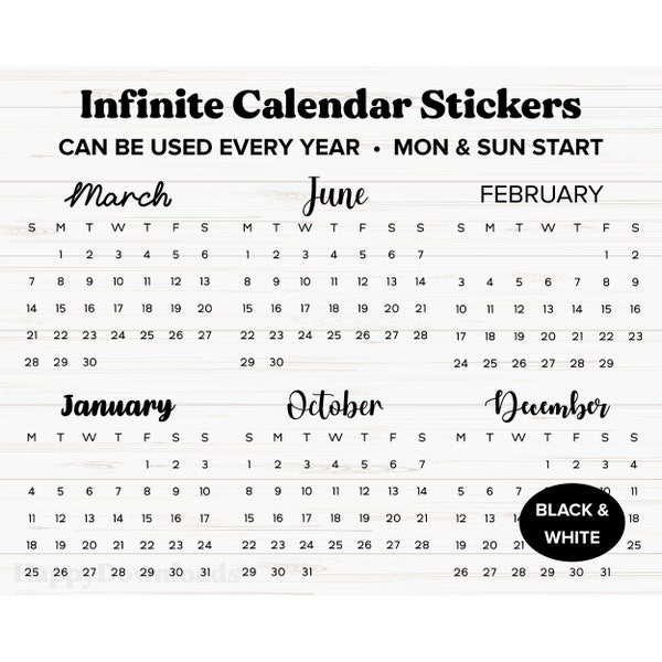 Calendar Stickers - Etsy