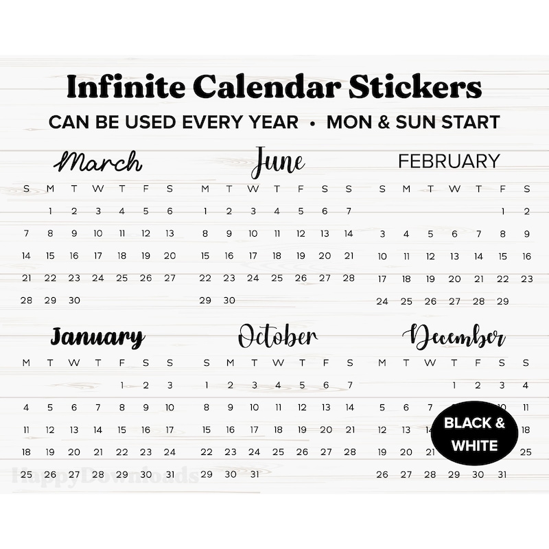 Calendar Stickers - Etsy