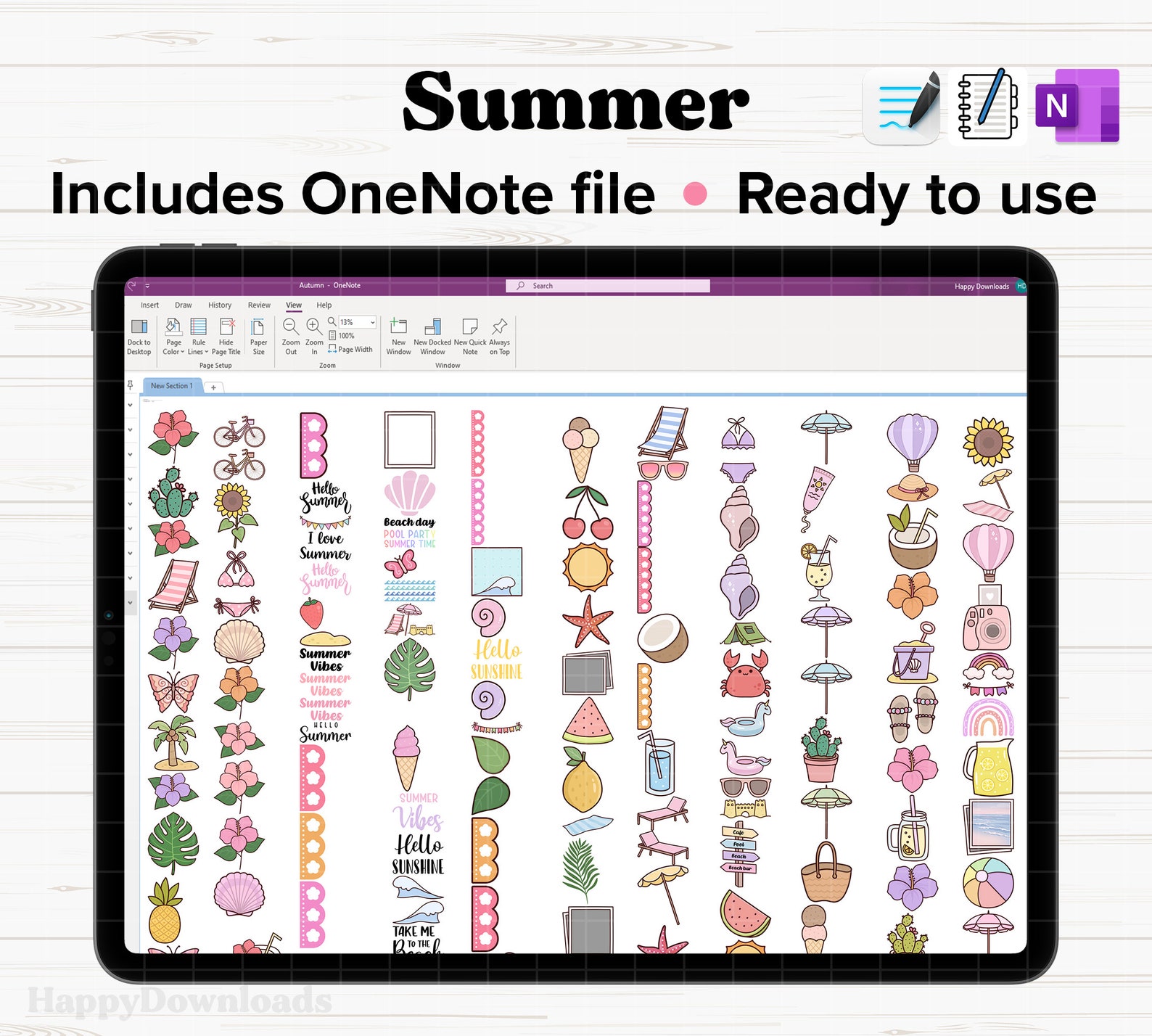 Summer Digital Stickers Summer Stickers Seasonal Digital - Etsy
