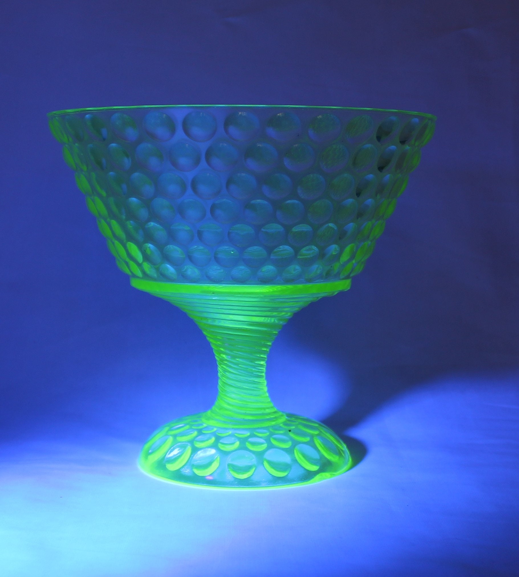 Uranium Glass Compote Bowl With Hobnail Pattern - Etsy