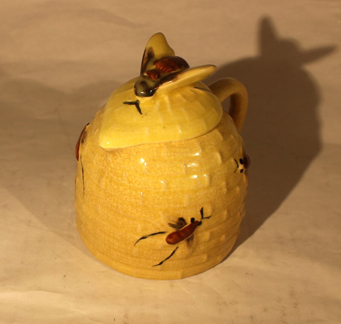 Vintage Yellow Beehive-shaped Honey Pitcher With Bee Lid - Etsy