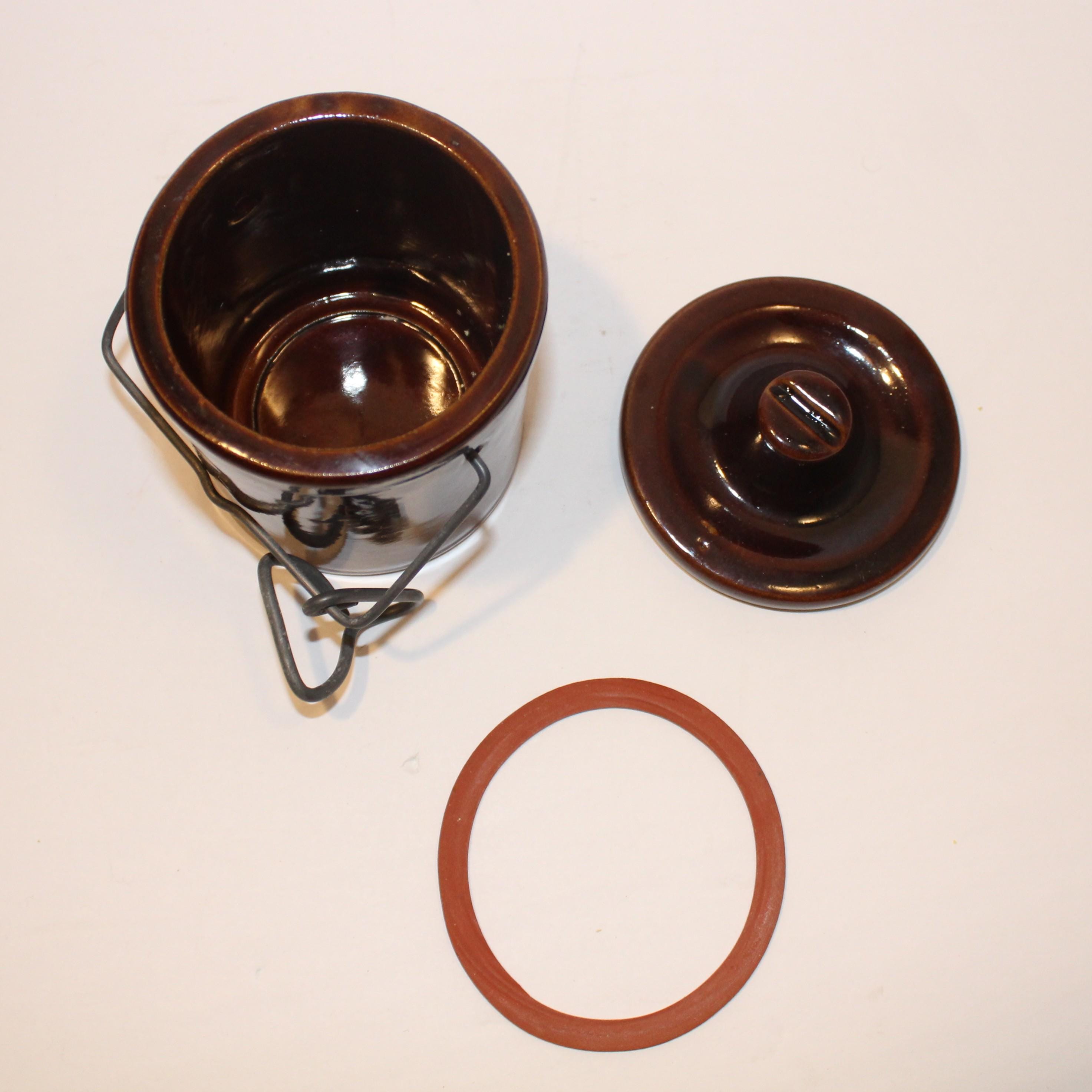 Vintage Brown Stoneware Crock Jar With Wire Bail Lid and Seal - Rustic ...