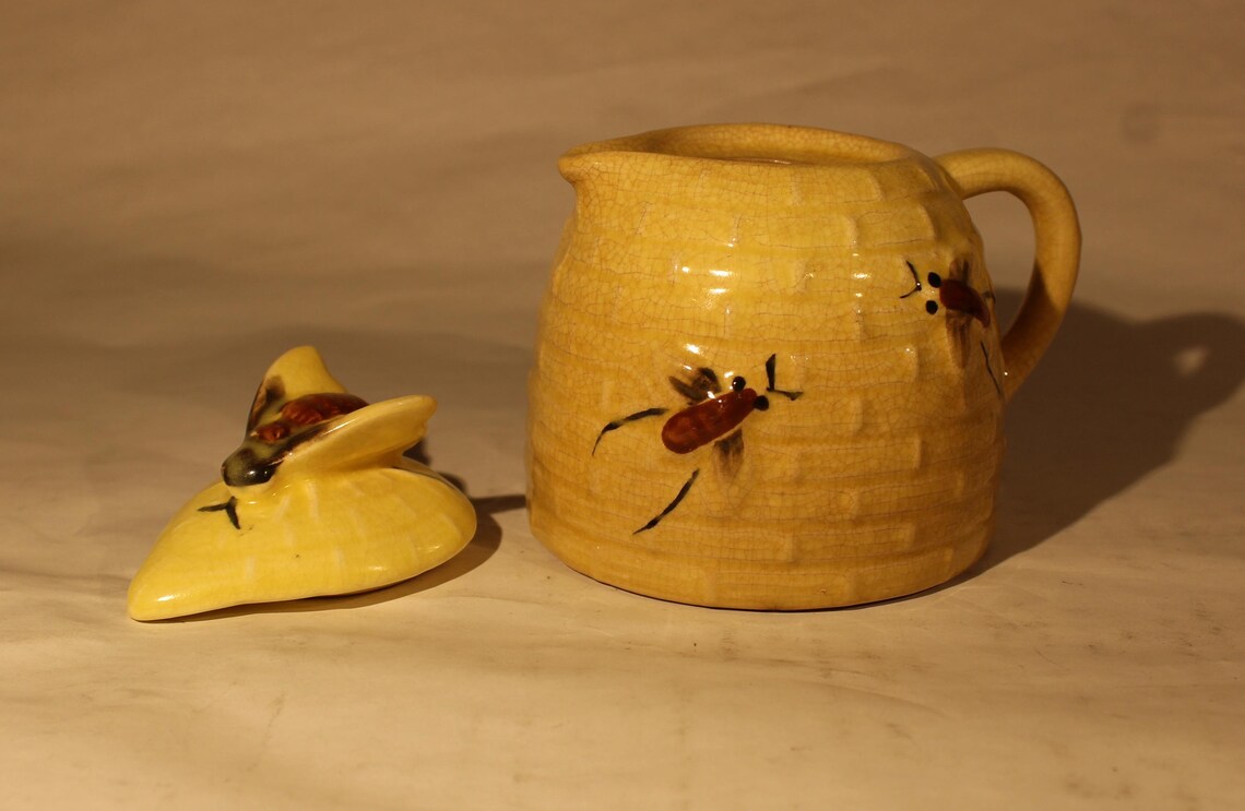 Vintage Yellow Beehive-shaped Honey Pitcher With Bee Lid - Etsy