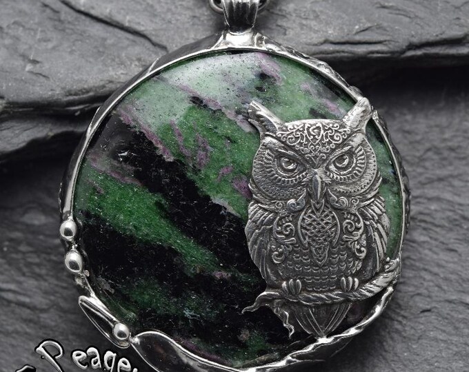 Owl Ruby Zoisite Pendant,necklace,ruby in Zoisite Pendant,owl Necklace ...