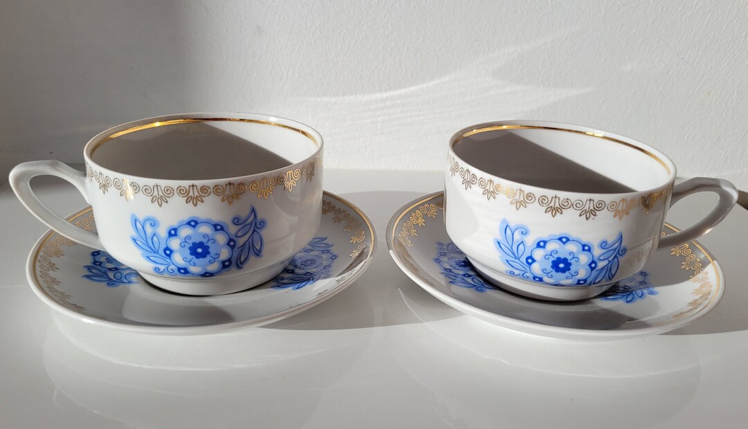 Vintage Riga Porcelain Factory Aija Coffee Cups and Saucers Four Pieces ...