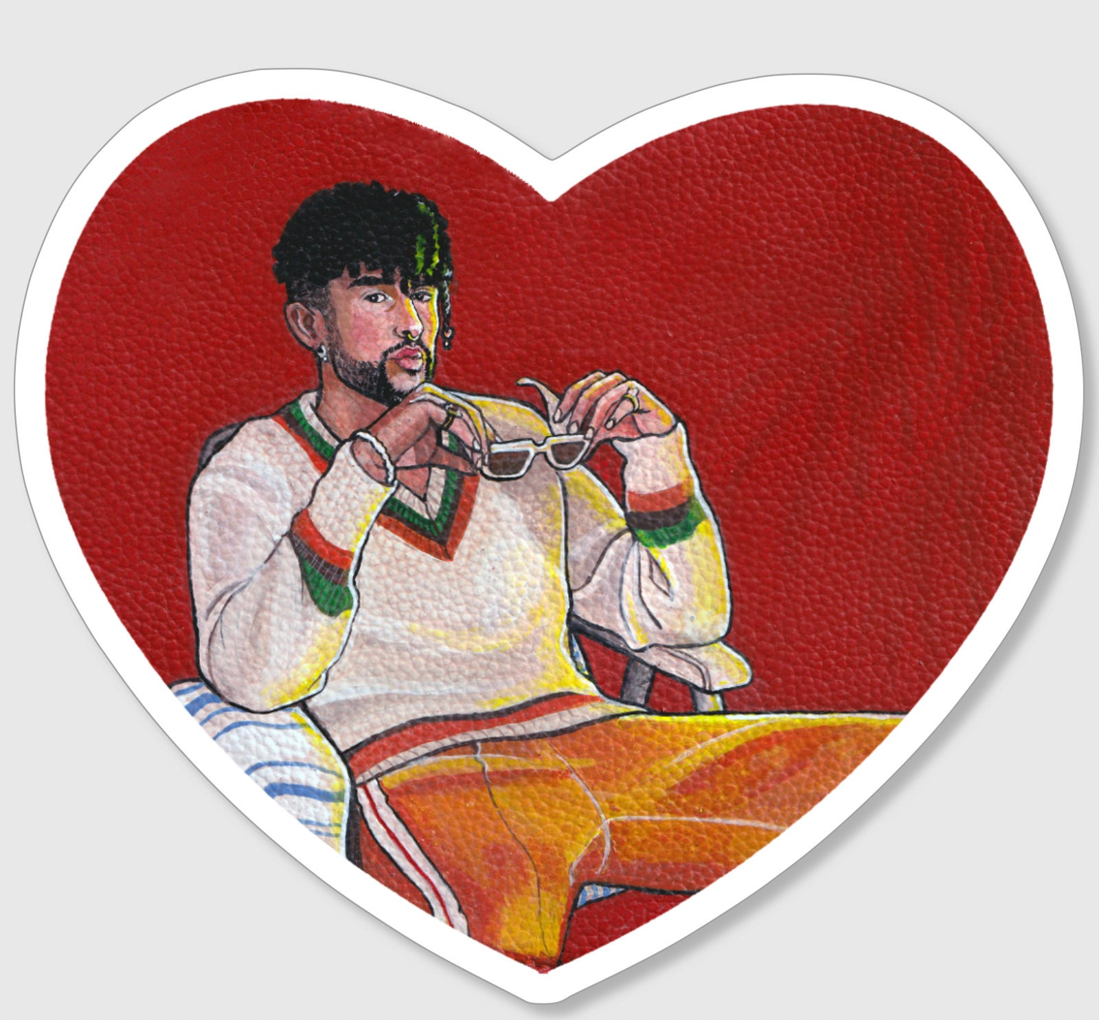 Bad Bunny Red Heart - Etsy