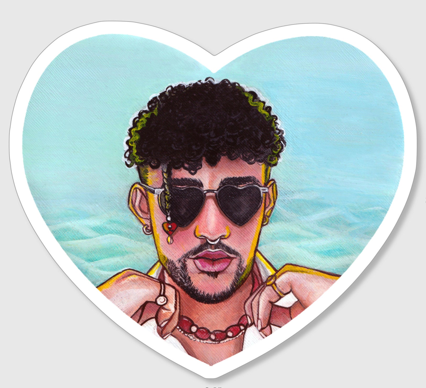 Bad Bunny Blue Heart Sticker - Etsy