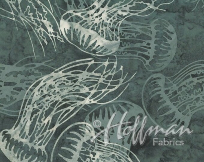 Hoffman Fabrics From the Depths Stone Green Jellyfish Batik - Etsy