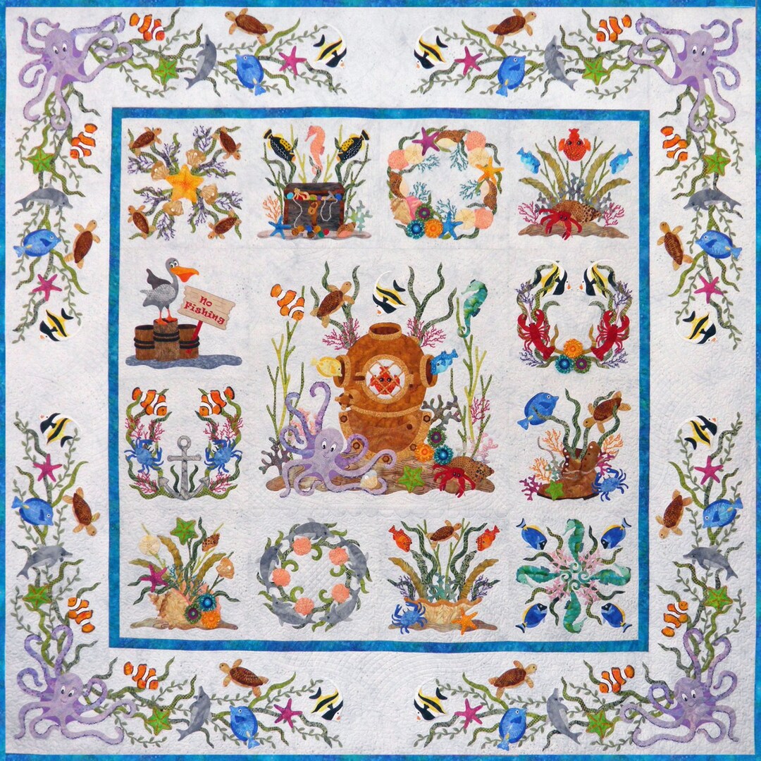 P3 Designs Octopus Garden Ocean Applique Quilt Pattern Set - Etsy