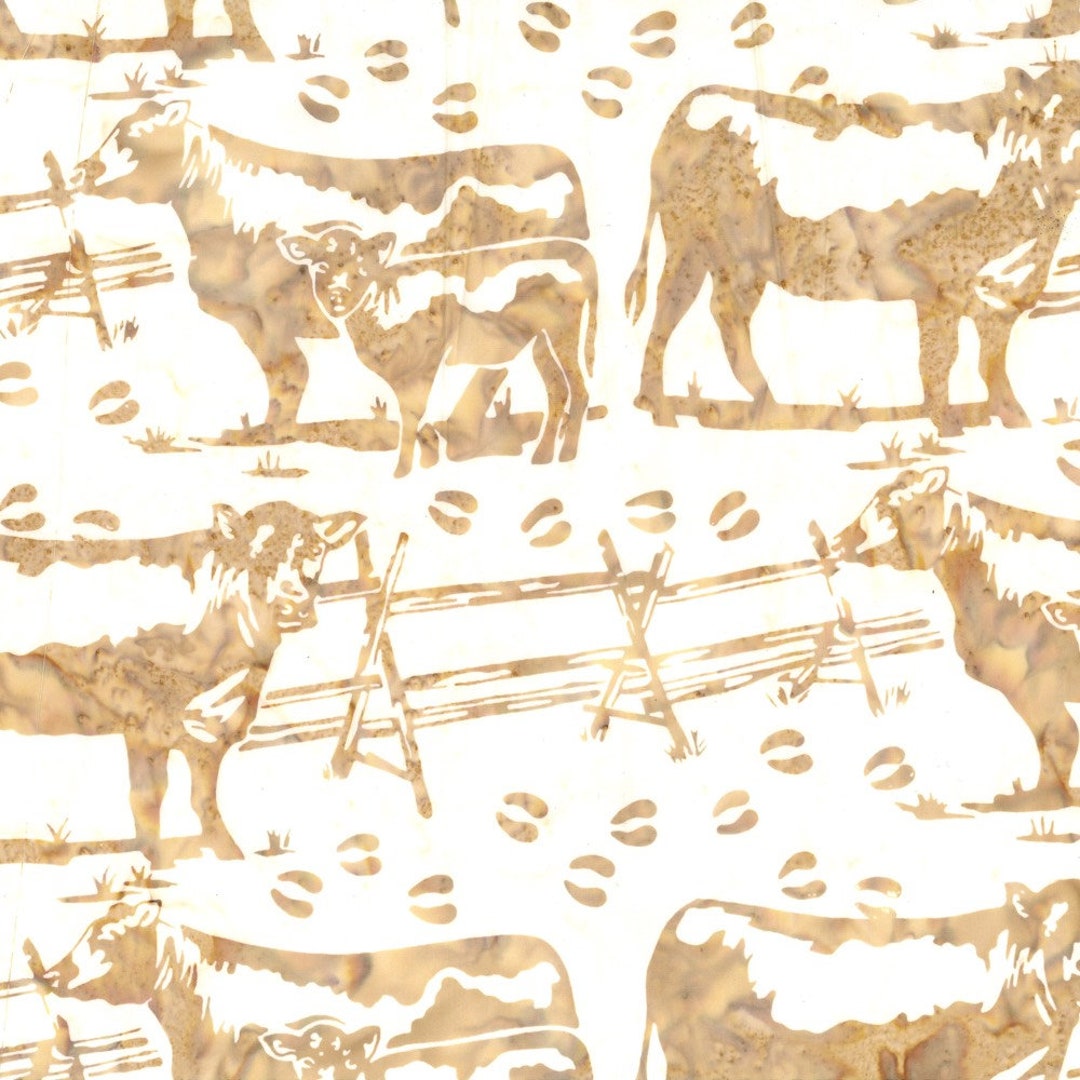 Hoffman Fabrics Cream Angus Cow Ranch Batik Fabric P2078-33-cream - Etsy