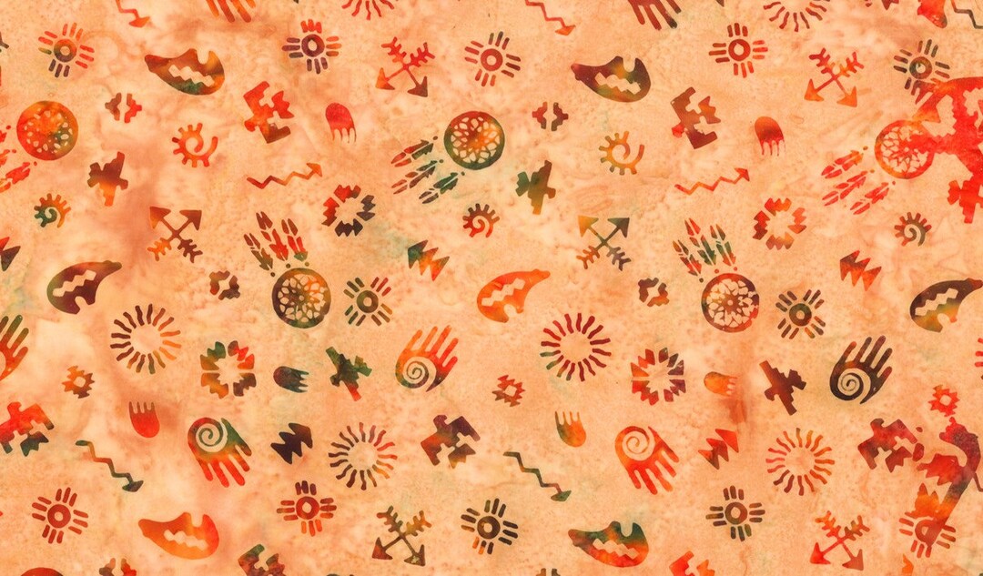Hoffman Fabrics Orange Native Symbols Batik Fabric S2311-13-orange - Etsy