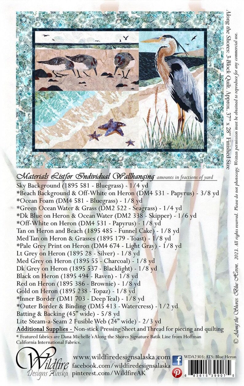 Wildfire Designs Alaska Along the Shores Blue Heron Applique Quilt ...