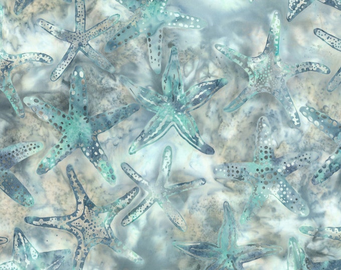 Hoffman Fabrics Mckenna Ryan Seaglass Starfish Jellyfish Batik Fabric ...