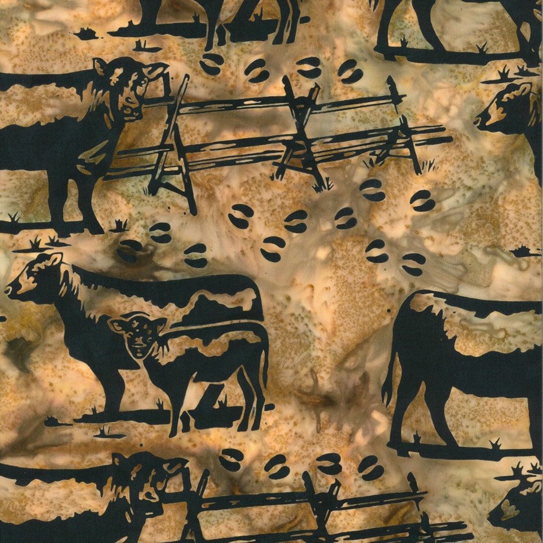 Hoffman Fabrics Tan Angus Cow Ranch Batik Fabric P2078-64-tan - Etsy