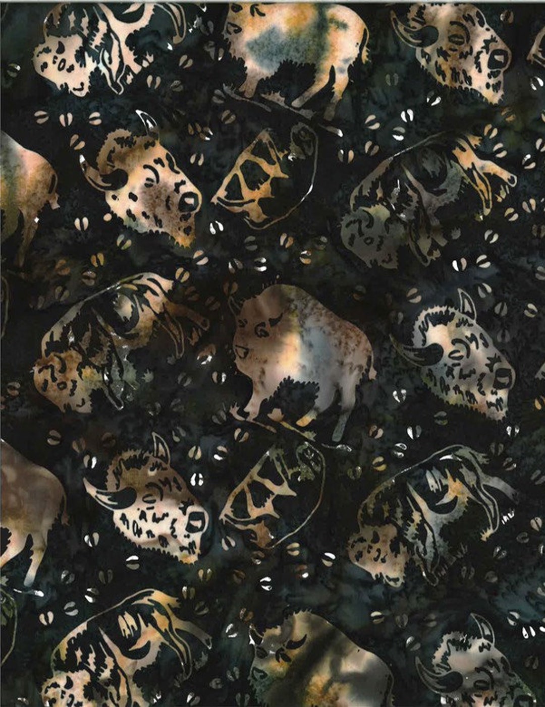 Hoffman Fabrics Blacklight Bison Buffalo Batik Fabric S2352-537 ...