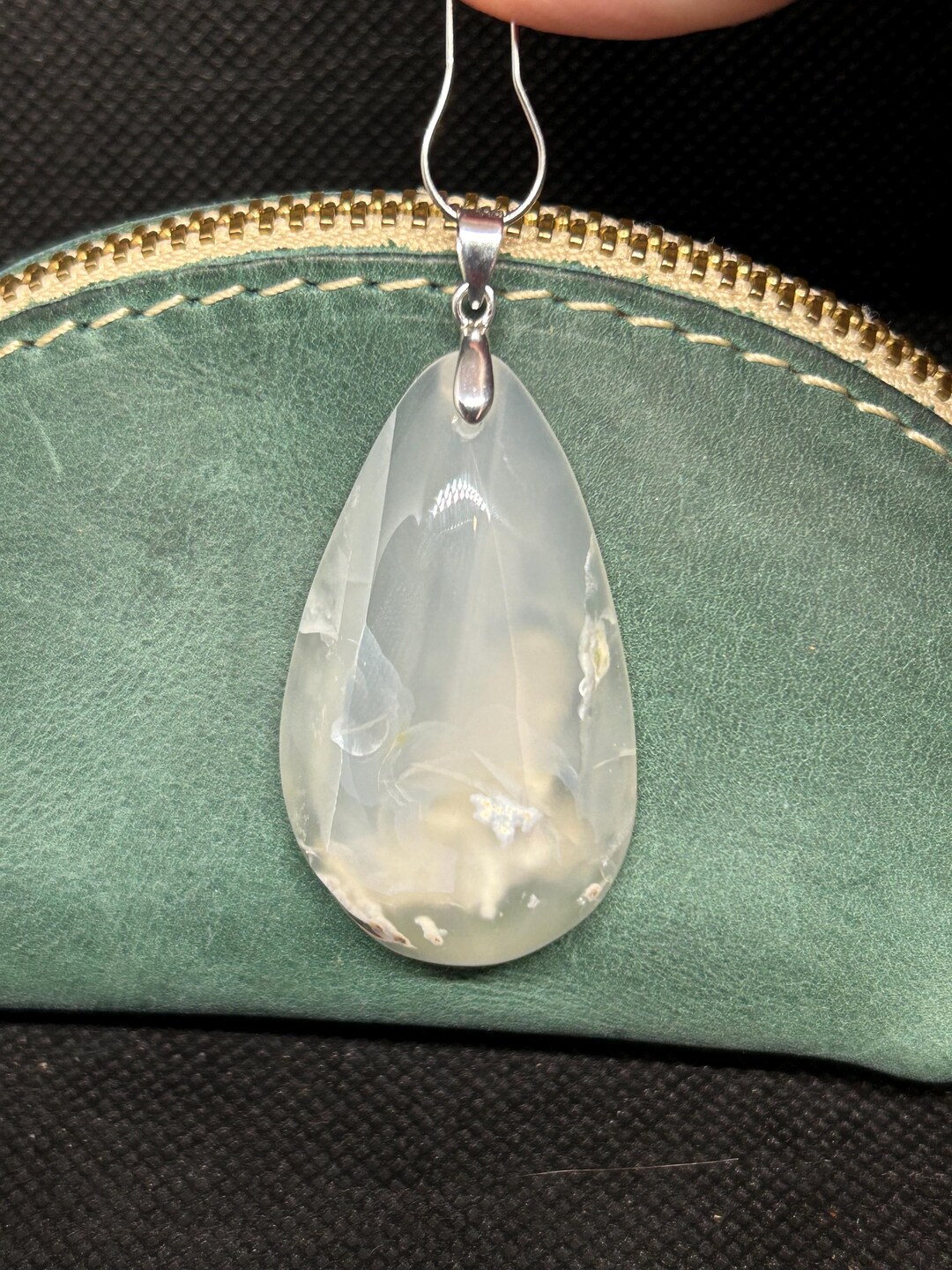 Montana White Agate Pendant – Teardrop With Waterline Bands & Cloudlike ...
