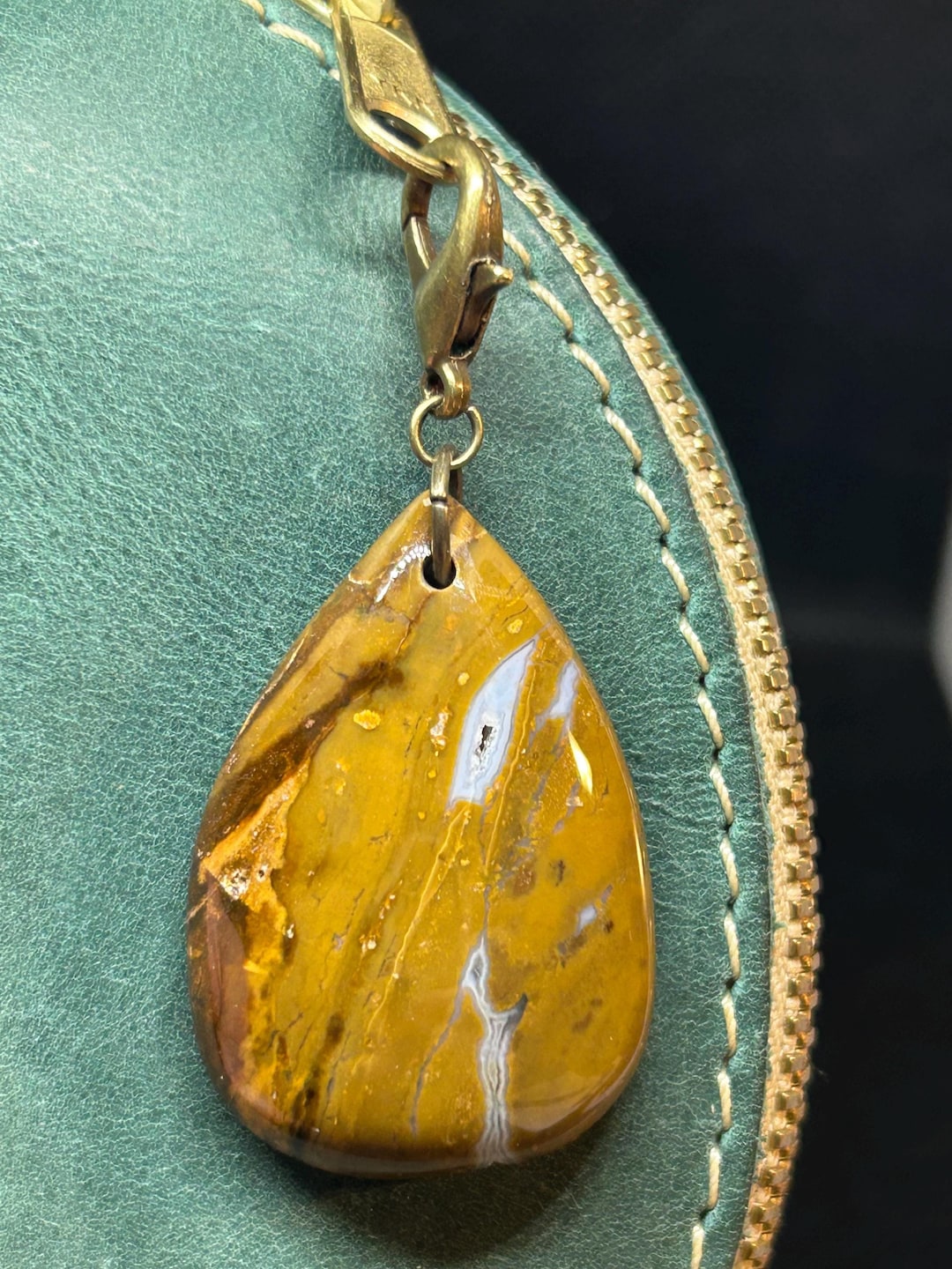 Handmade Yellowstone Jasper Teardrop Pendant: Banded Agate, Montana ...
