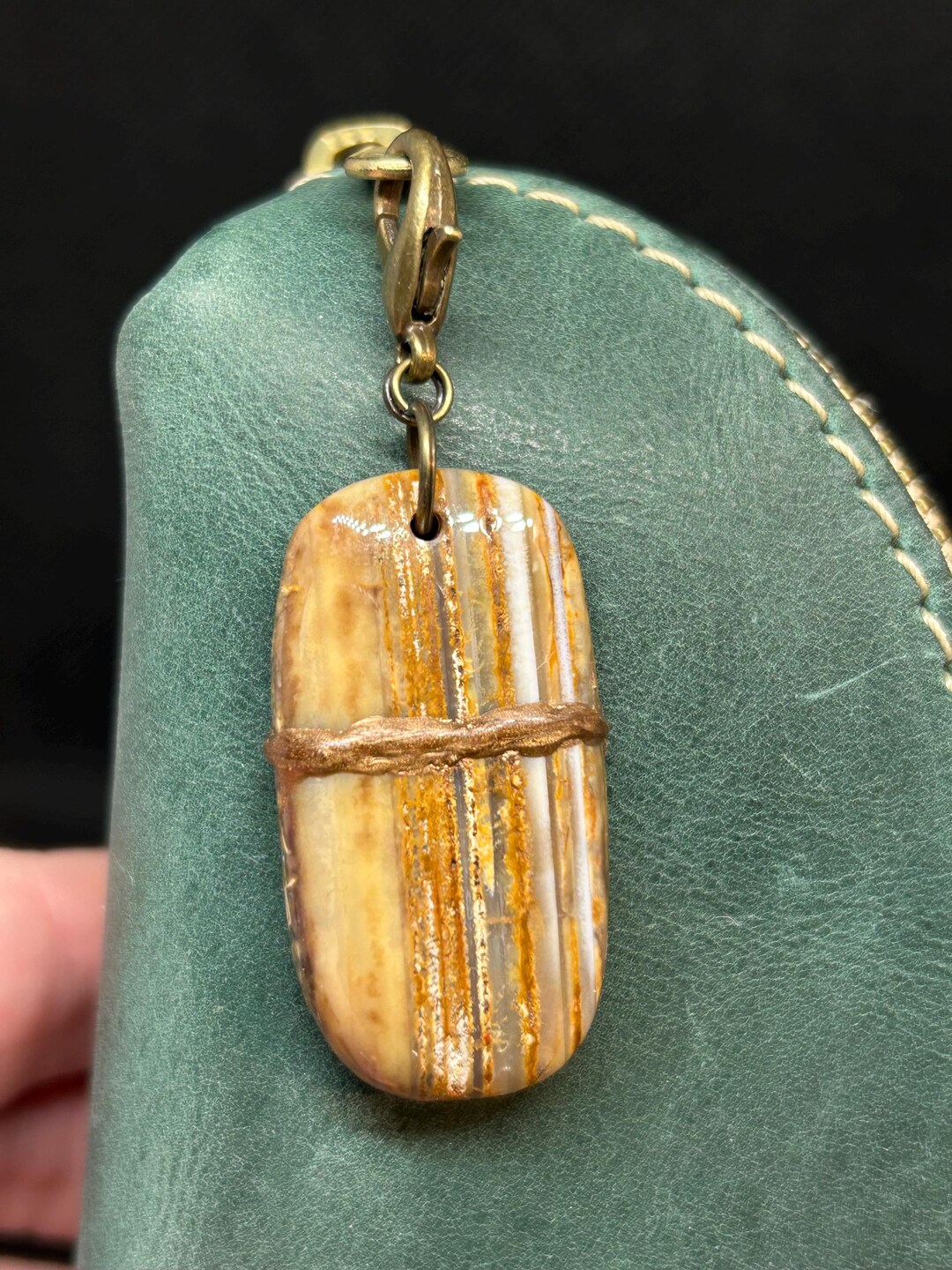 OA005 Bahia Agate Bag Charm Kintsugi Bag Flair Charm - Etsy