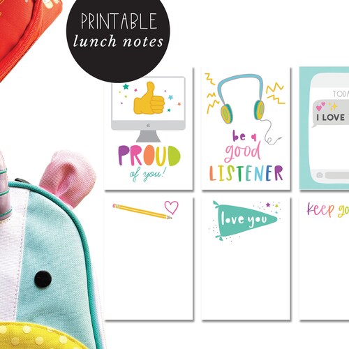 Lunch Box Notes Printable Lunch Box Love Notes Hand - Etsy