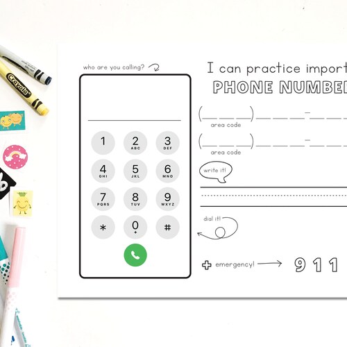 Phone Number Practice Circle Time Emergency Phone Number - Etsy