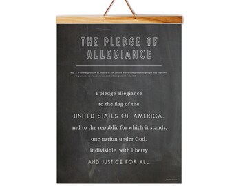 Pledge of Allegiance Poster Hand Illustrated Printable Instant Download ...