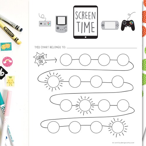 Screen Time Reward Chart Printable Download Hand | Etsy