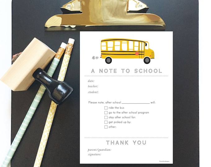 School Transportation Note Note From Home Bus Note Note to Teacher Fill ...