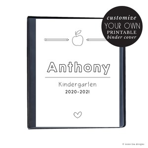 Printable Binder Cover Personalized With Your Info Custom Notebook Hand ...