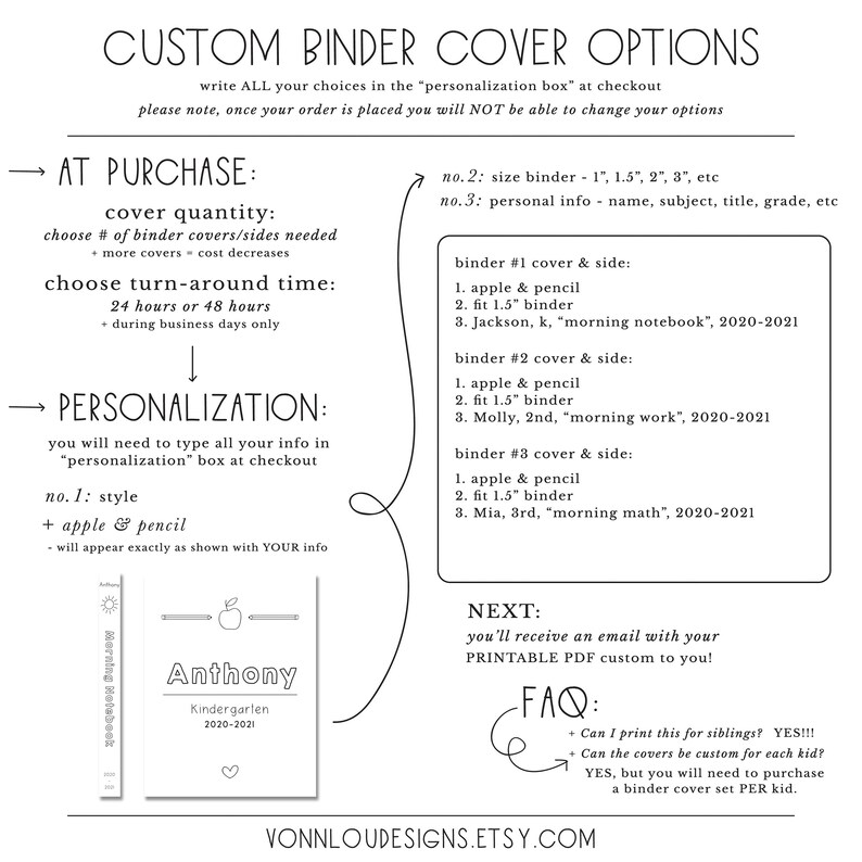 Printable Binder Cover Personalized With Your Info Custom - Etsy