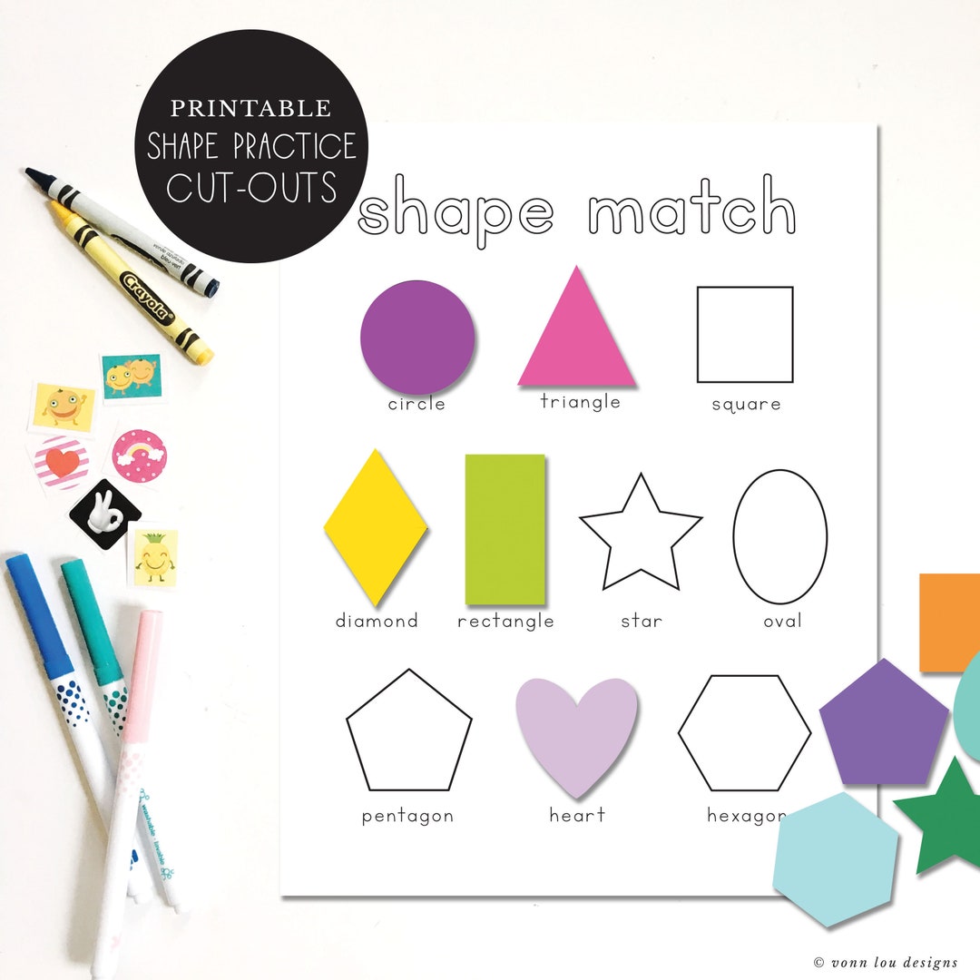 Shape Matching Practice Circle Time Hand Illustrated Printable Instant ...