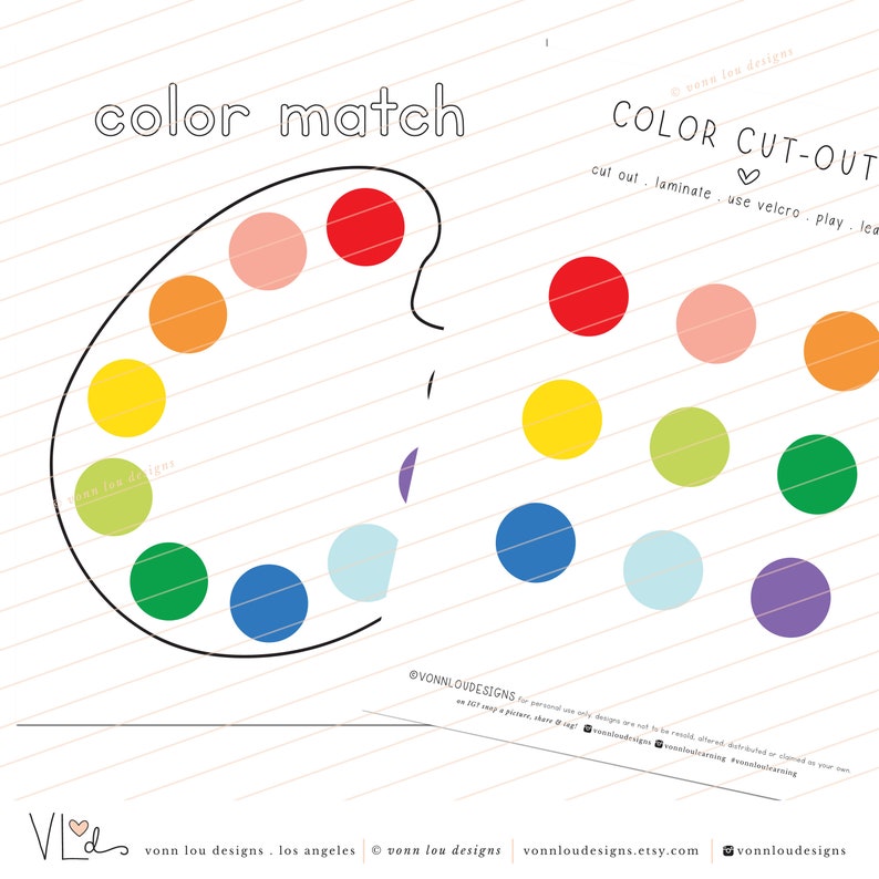 Color Matching Practice Circle Time Hand Illustrated | Etsy