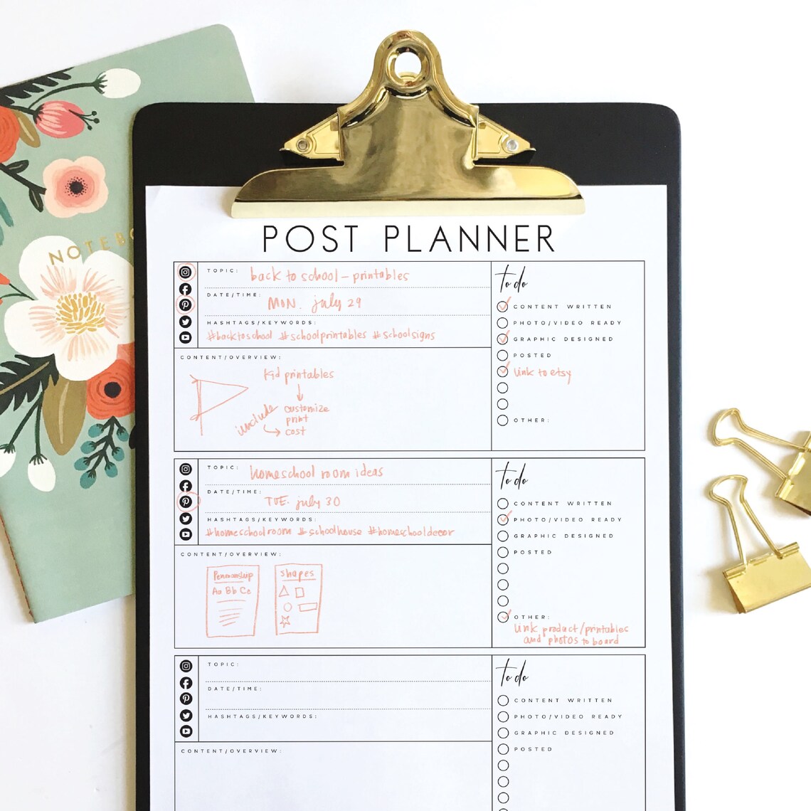 PRINTABLE Social Media Planner Individual Post Planner - Etsy