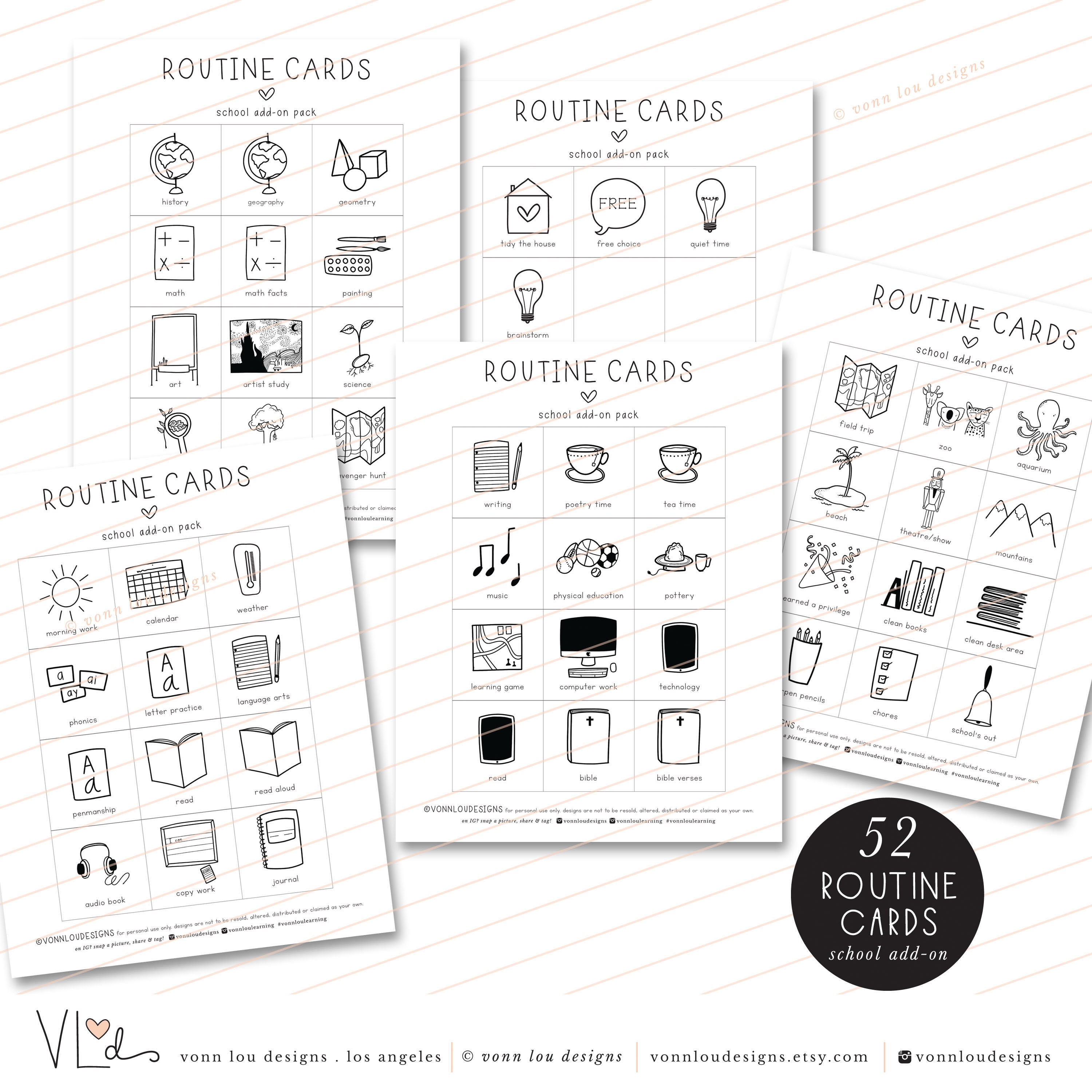Routine Cards Set of 52 Add on School Routine Rhythm | Etsy