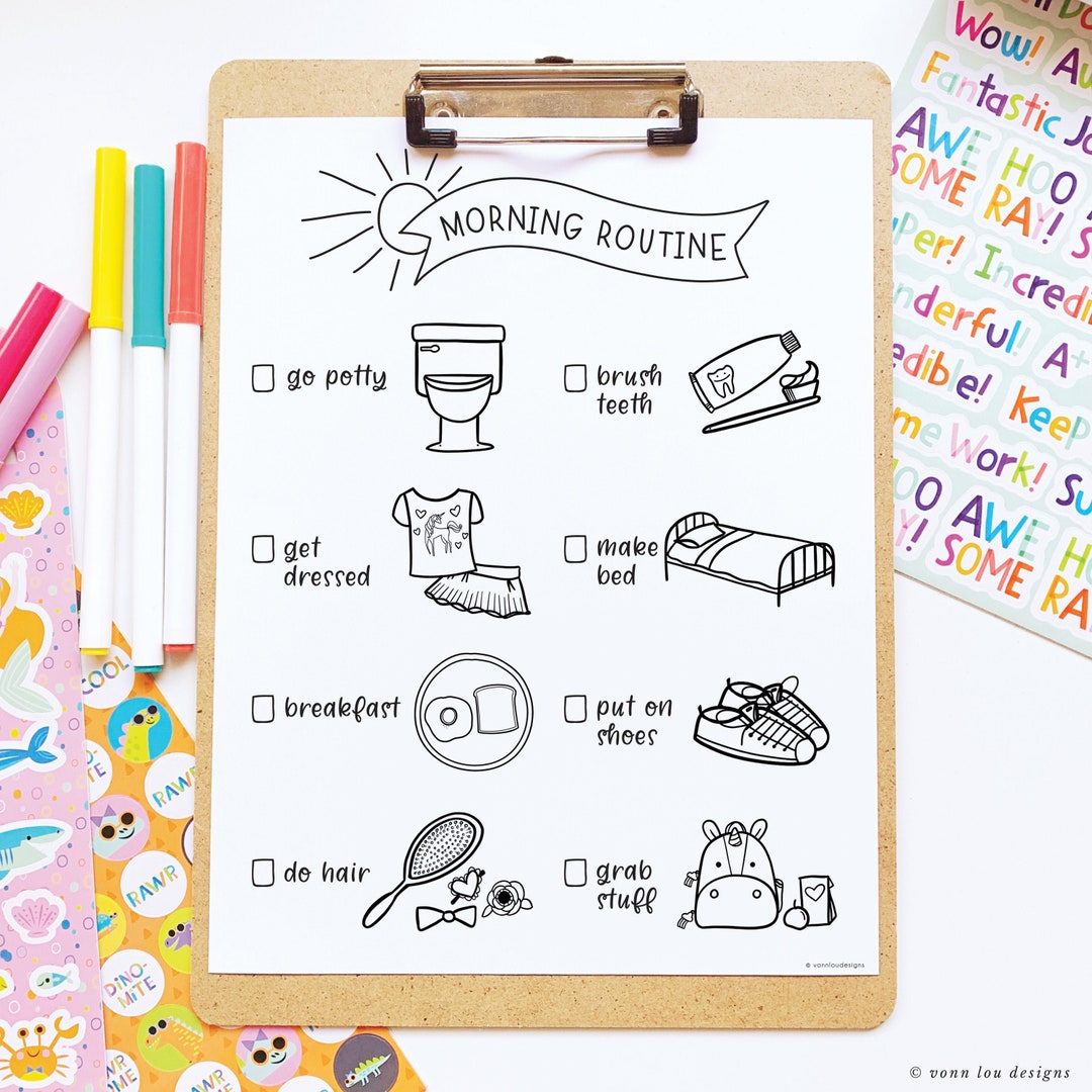 Morning Chore Chart Instant Printable Morning Jobs Girl - Etsy
