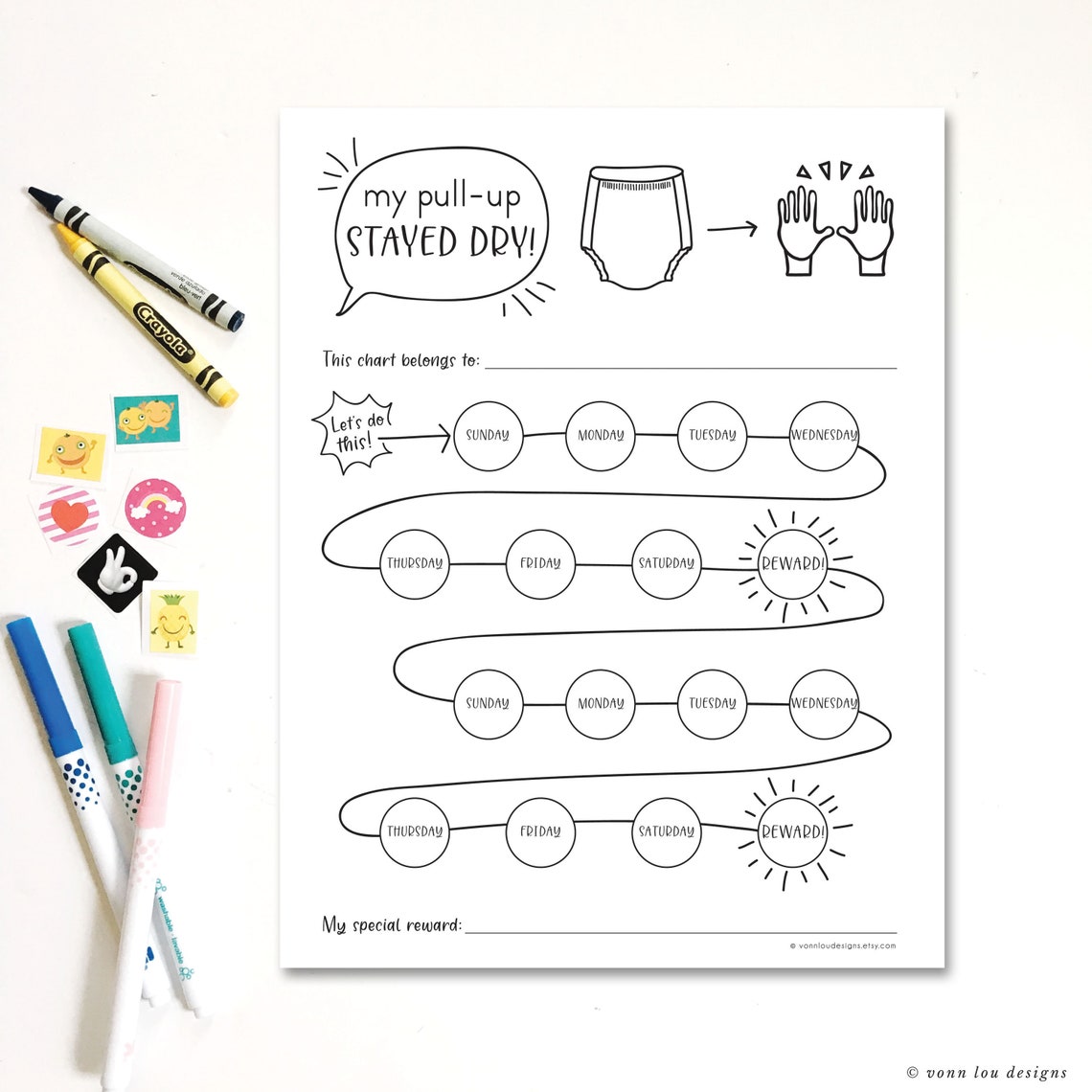Potty Reward Chart Pull up Reward Card Potty Training - Etsy