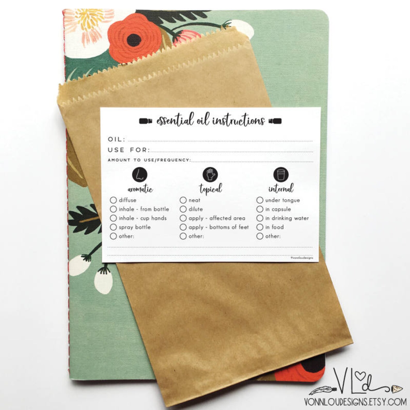 Instant Printable Essential Oil Instruction Cards Essential | Etsy