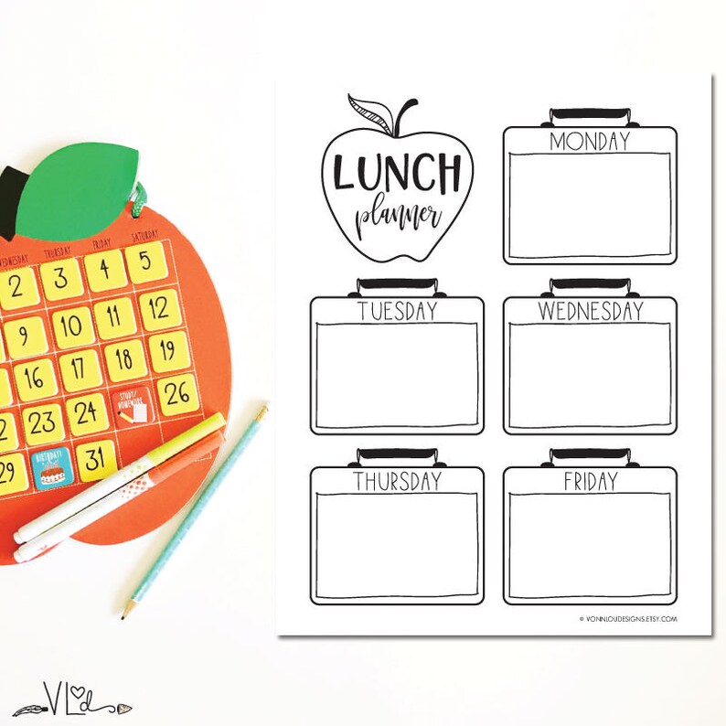Lunch Planner Meal Planner Printable Lunch Box Planner | Etsy
