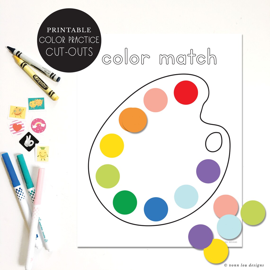 Color Matching Practice Circle Time Hand Illustrated - Etsy