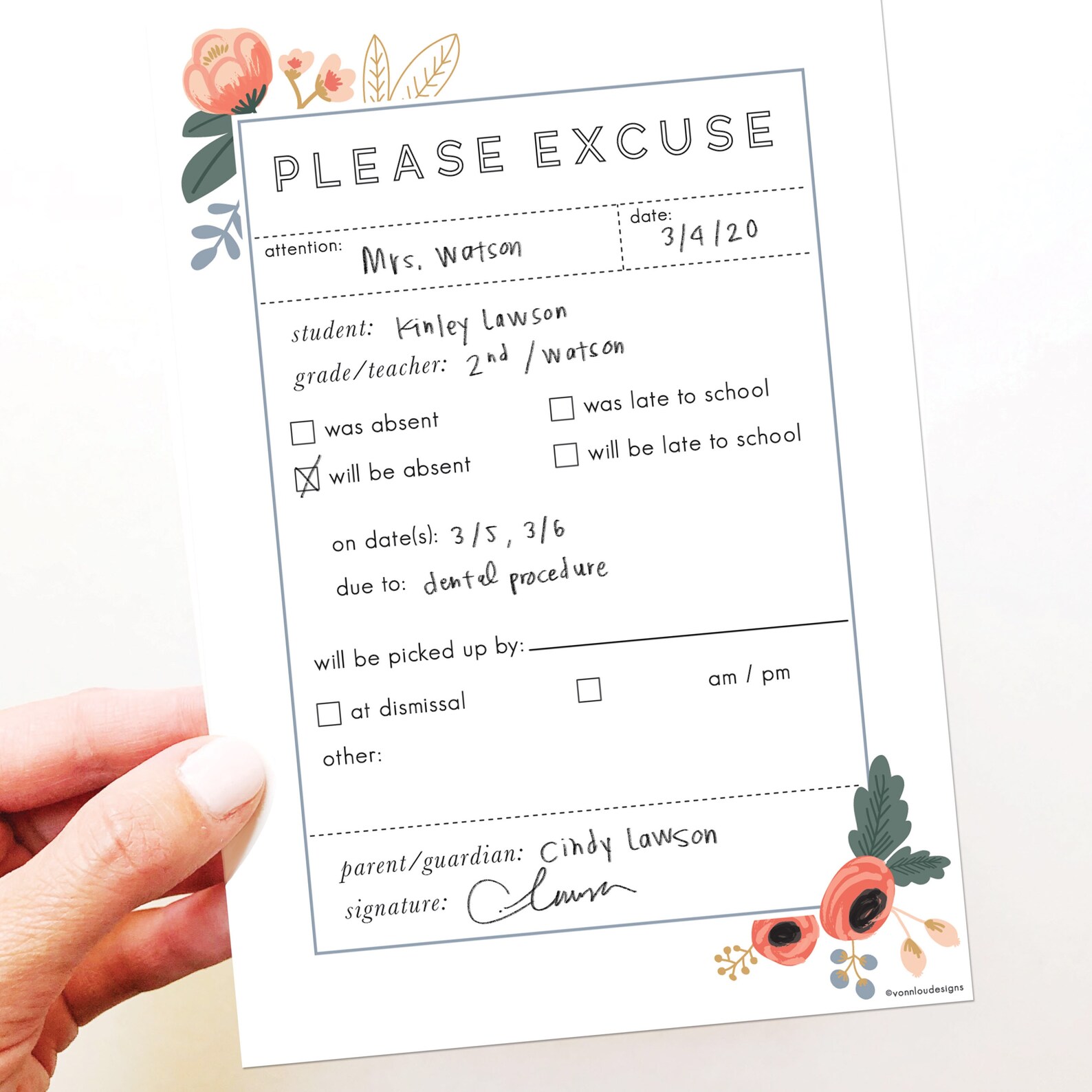 School Excuse Note Note From Home Absence Note Note to - Etsy
