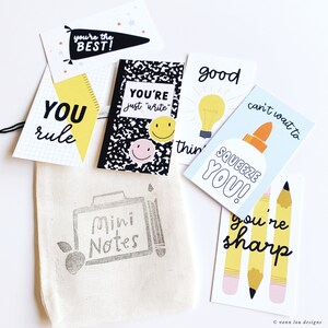30 Mini Notes - Lunch Notes - Lunchbox Love Notes - 6 Hand Illustrated ...