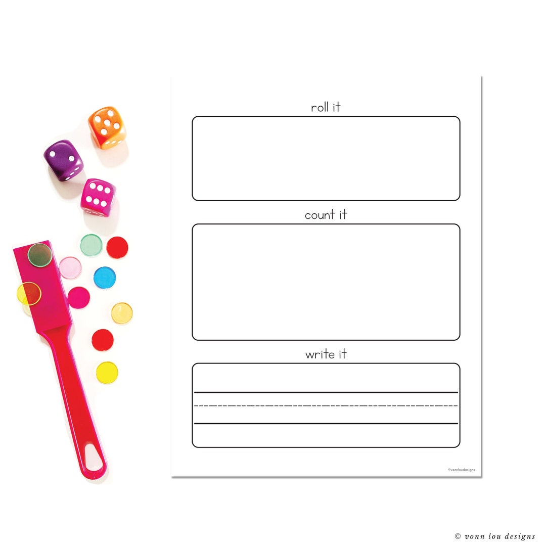 Math Practice Printable Instant Download DIY Roll It Count It Write It ...