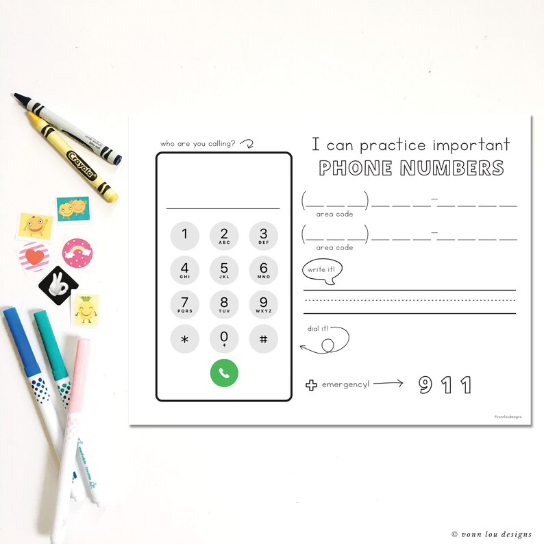 Phone Number Practice Circle Time Emergency Phone Number - Etsy