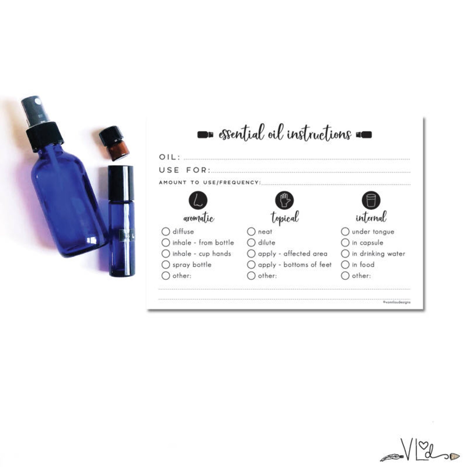Instant Printable Essential Oil Instruction Cards Essential - Etsy