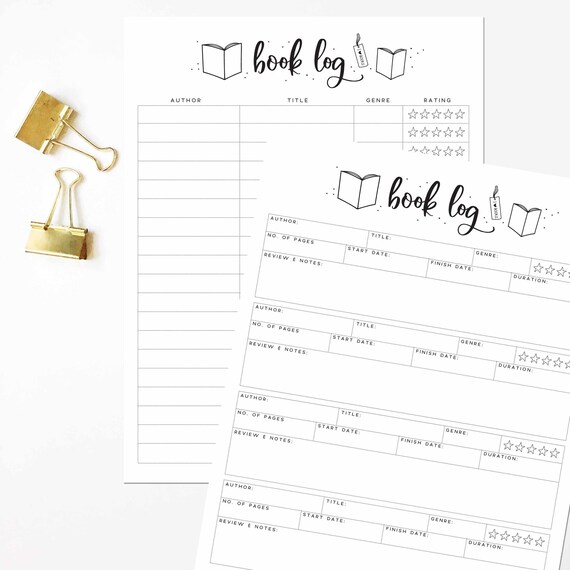 Book Log Printable Instant Download Book Log List - Etsy