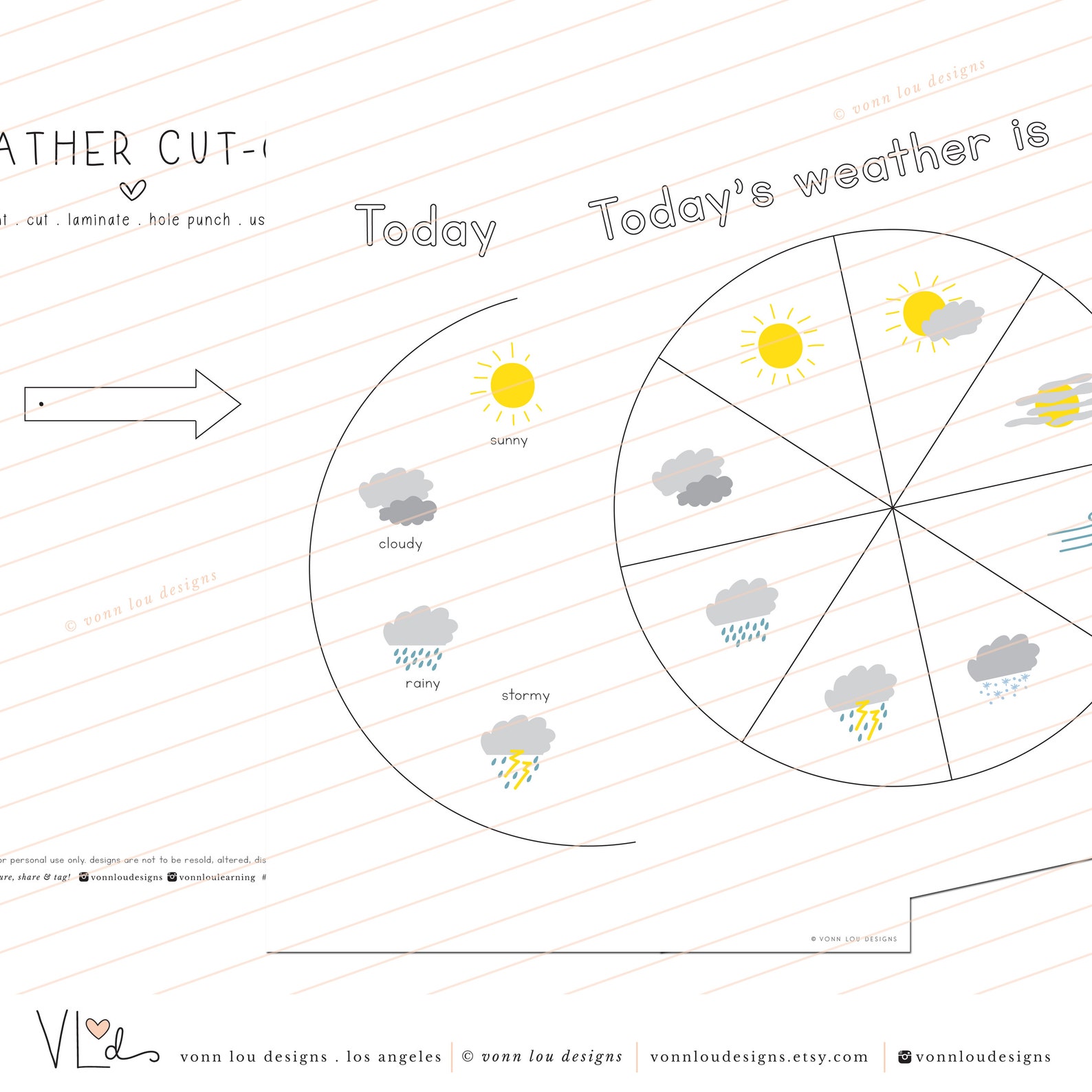 Weather Wheel Daily Weather Circle Time Hand Illustrated - Etsy