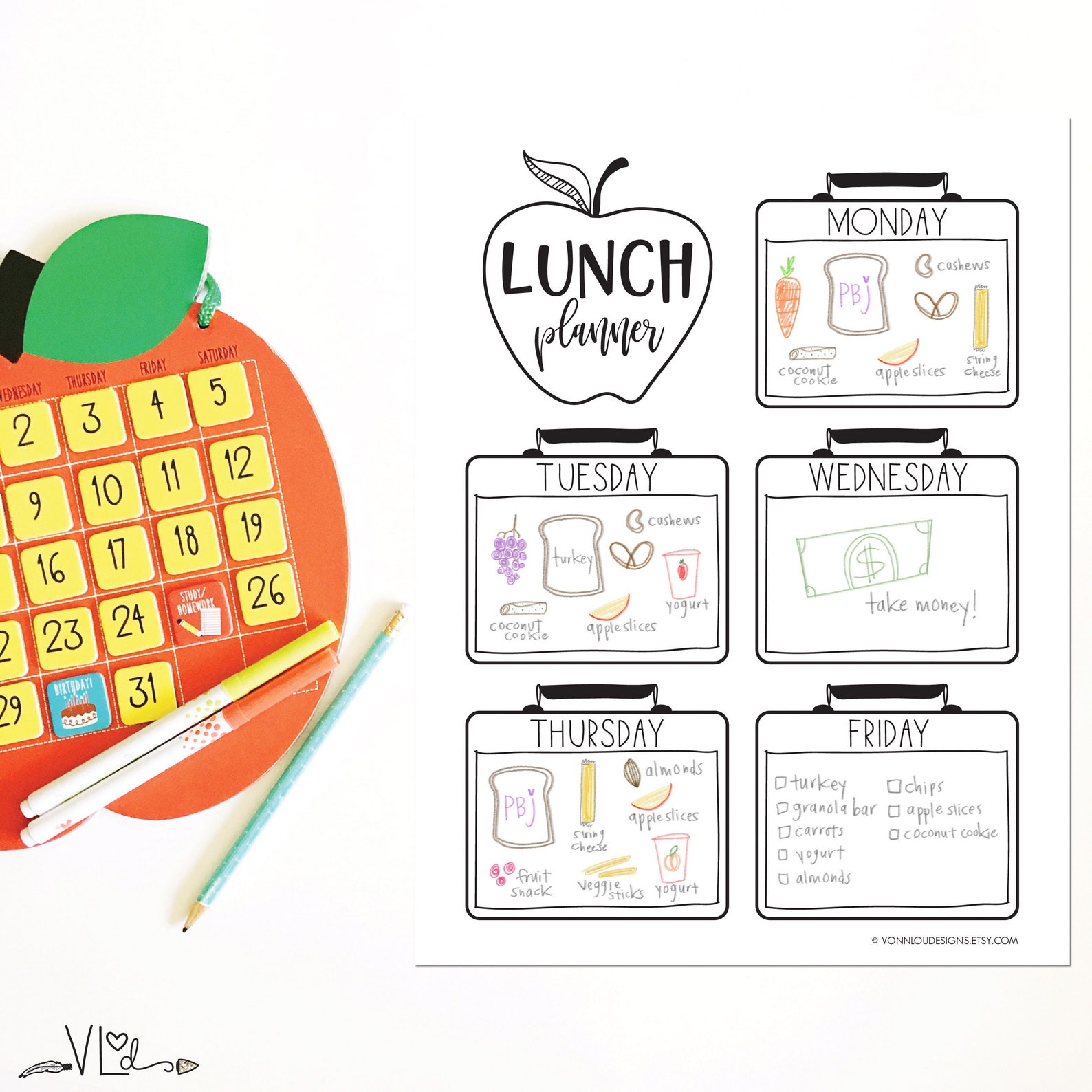 Lunch Planner Meal Planner Printable Lunch Box Planner - Etsy