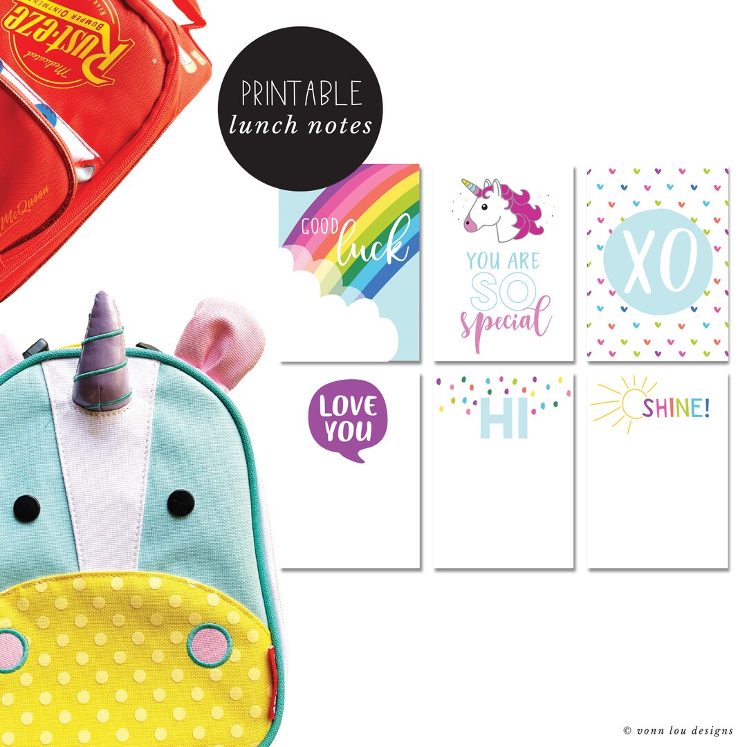Lunch Box Notes - Printable Lunch Box Love Notes - Hand Illustrated ...