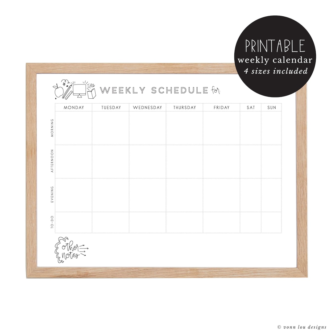 Weekly Schedule School Schedule Distance Learning Zoom Tracker Hand ...