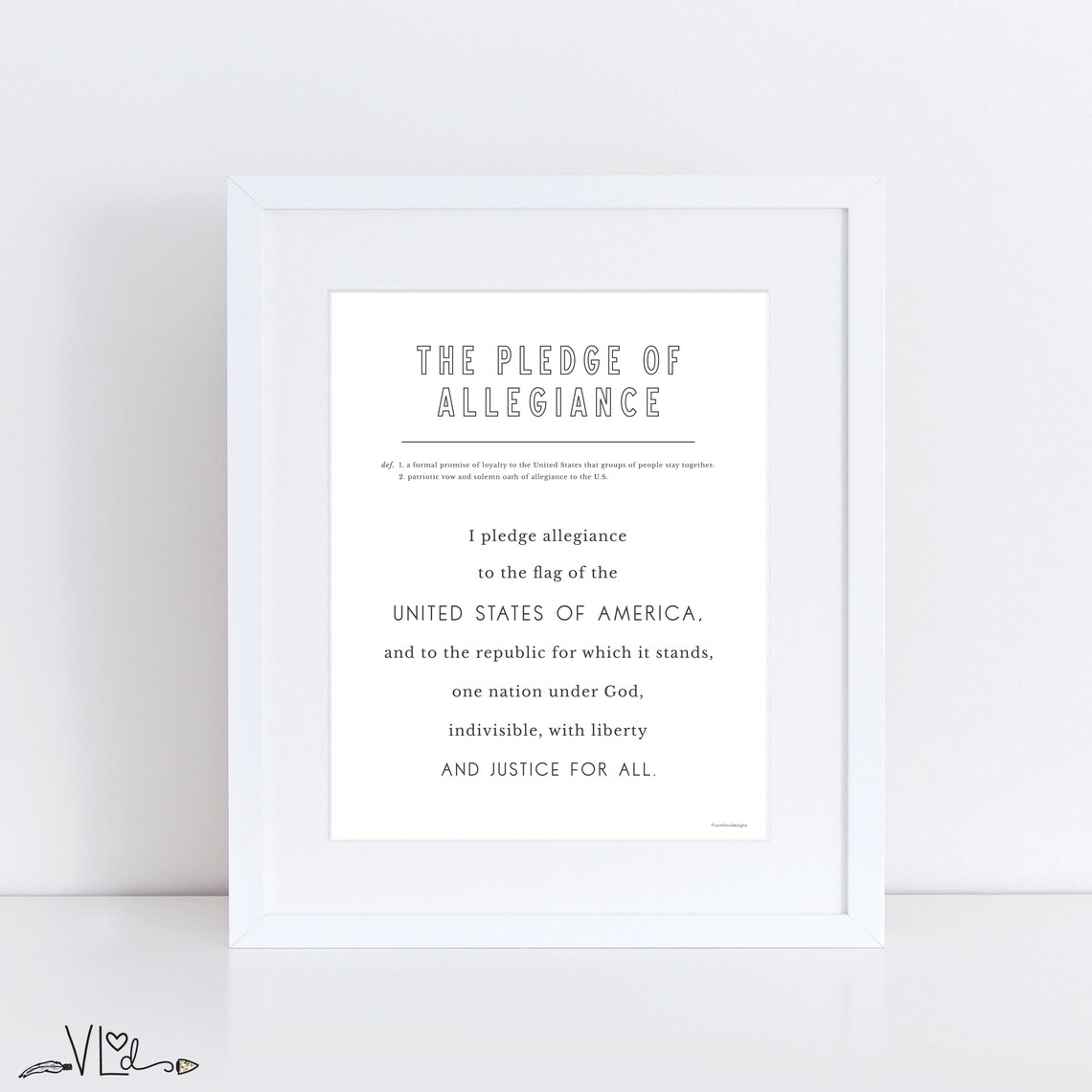 Pledge of Allegiance Poster Hand Illustrated Printable - Etsy