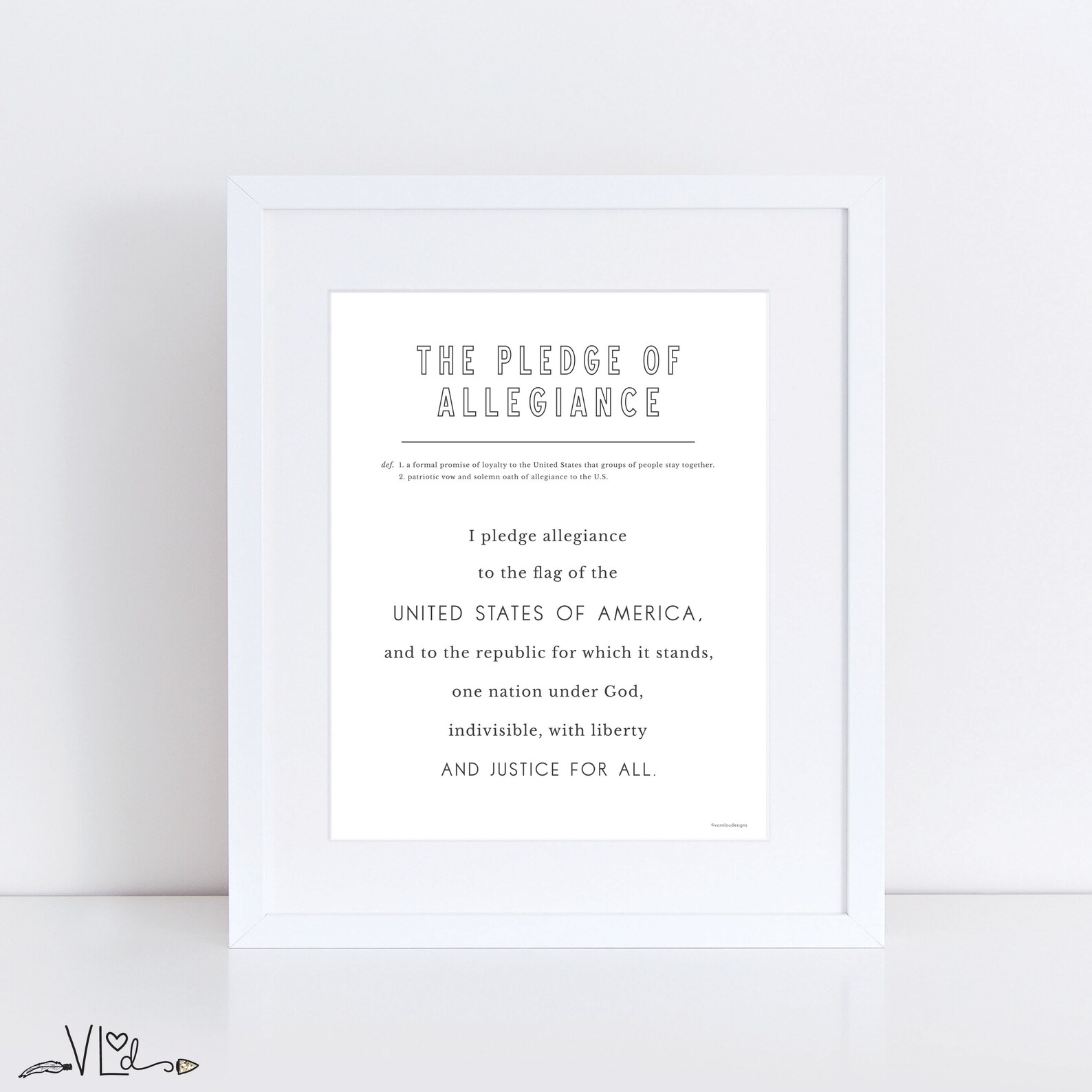 Pledge of Allegiance Poster Hand Illustrated Printable - Etsy